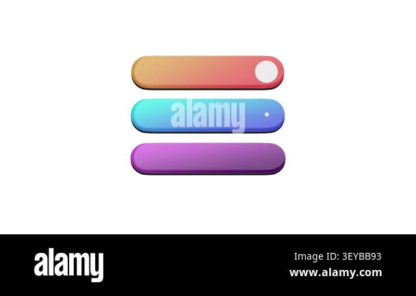 Set of colorful 3D rounded user interface buttons with gradient ...