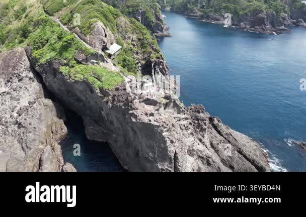 Japan's Izu Peninsular Cape Irozaki rugged cliffs overlook deep blue ...
