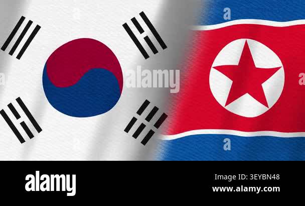 South Korea flag and North Korea flag background for your message of ...