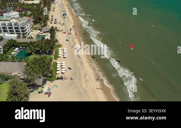 Aerial shot of continuous kitesurfing movement Stock Video Footage - Alamy