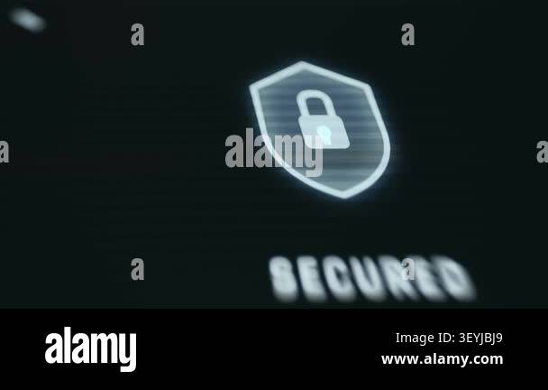 Security shield icon with a central padlock symbol Stock Video Footage ...