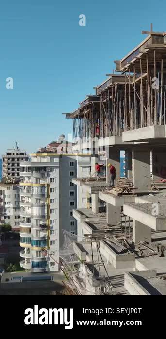 Aerial footage showing development process within modern city Stock ...