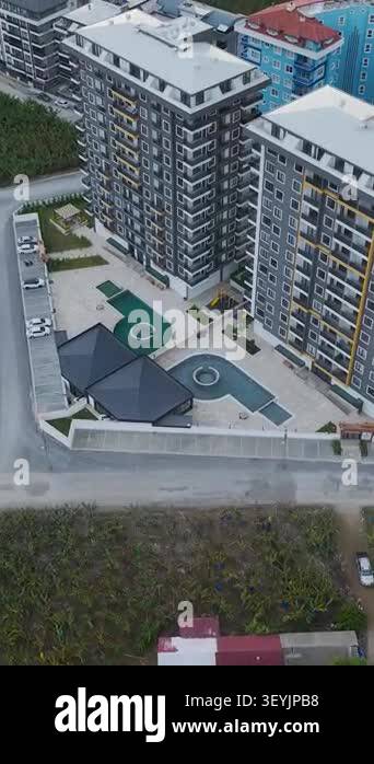Vertical Video Urban Residential Facade with Minimal Design Stock Video ...
