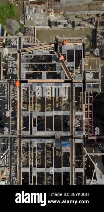 Top view capturing structural layout and construction process Stock ...