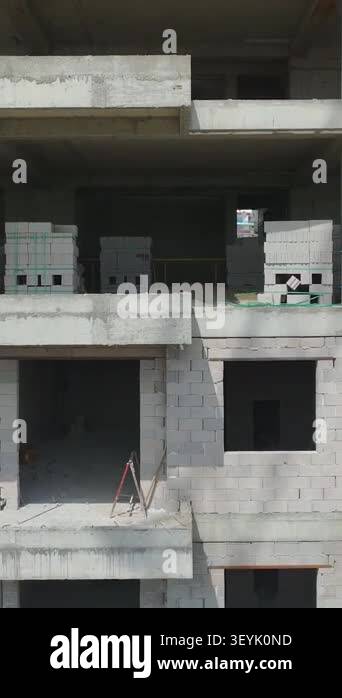 Construction workflow with teamwork and masonry activity Stock Video ...