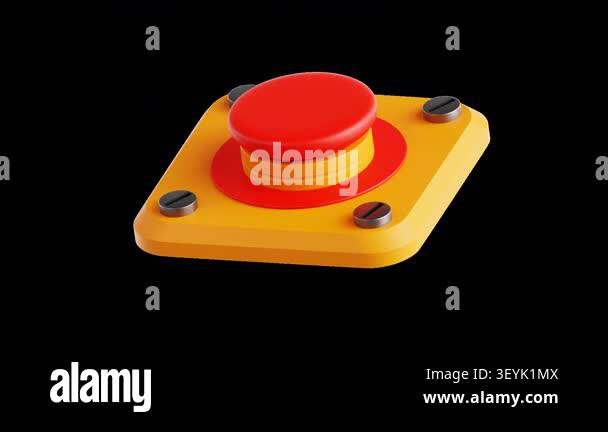Red Panic Alarm Button on Yellow Base 3D Animation Stock Video Footage ...