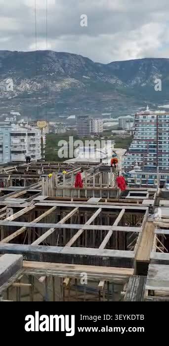 Top view capturing structural layout and construction process Stock ...