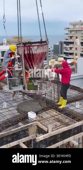 Active building process with machinery and people Stock Video Footage ...