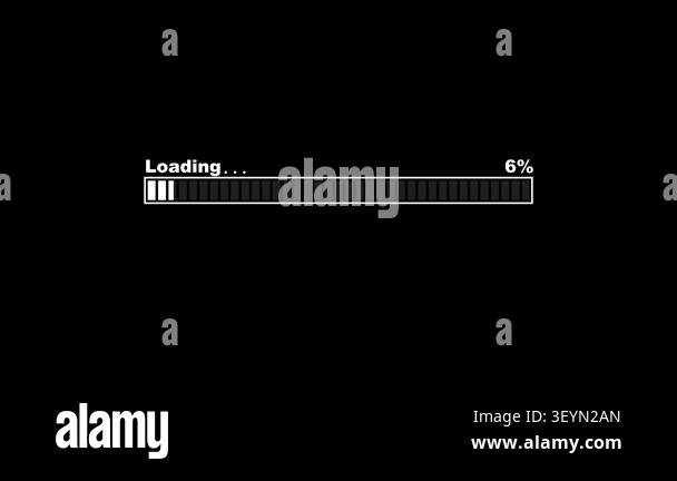 A basic loading screen interface showing a gray progress bar on a black ...
