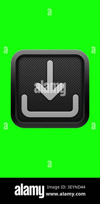 3D Download Symbol with Arrow and Bar Icon on Green Screen Button Stock ...