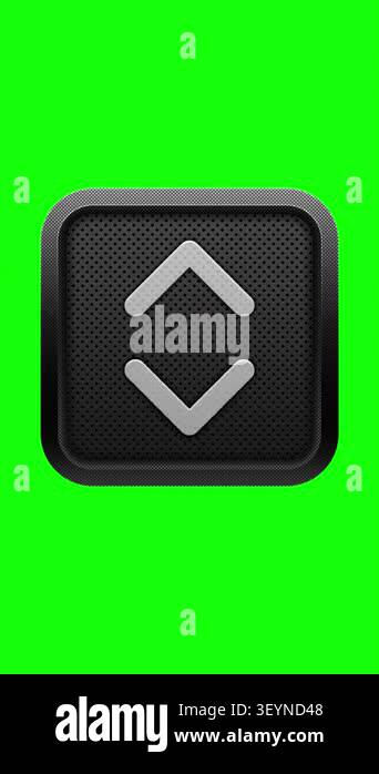 3D Vertical Carets Scroll Icon on Green Screen Button Stock Video ...