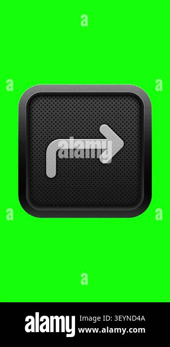 3D L Shape Right Turning Arrow Icon on Green Screen Button Stock Video ...