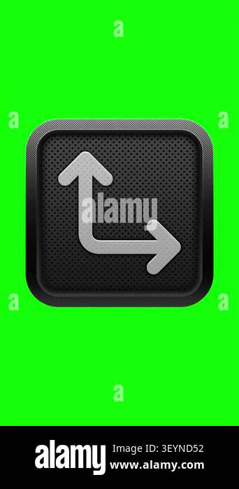 3D Arrow Turning Up and Right Icon on Green Screen Button Stock Video ...