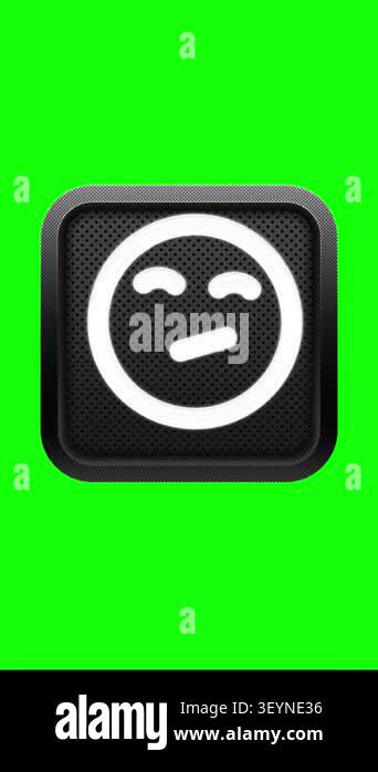 Futuristic neon neutral emoji icon on green screen background Stock ...