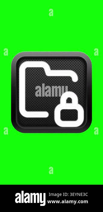 Futuristic neon database folder icon on green screen background Stock ...