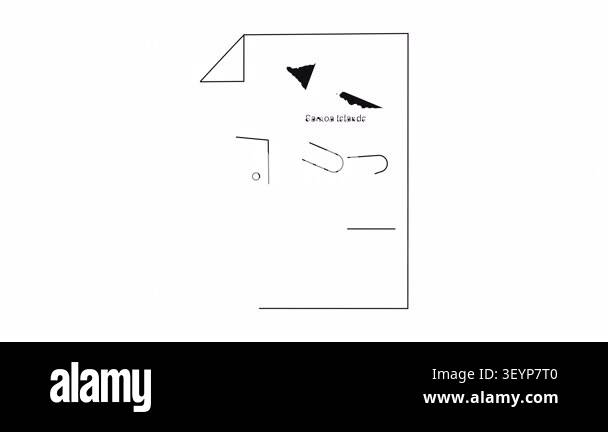 A simple line drawing of a hand holding a document with a cutout ...