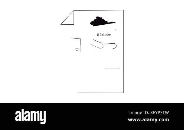A simple line drawing of a document featuring a map icon, a hand, and ...