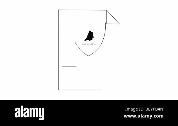 A simple line drawing of a document featuring a shield with a map ...