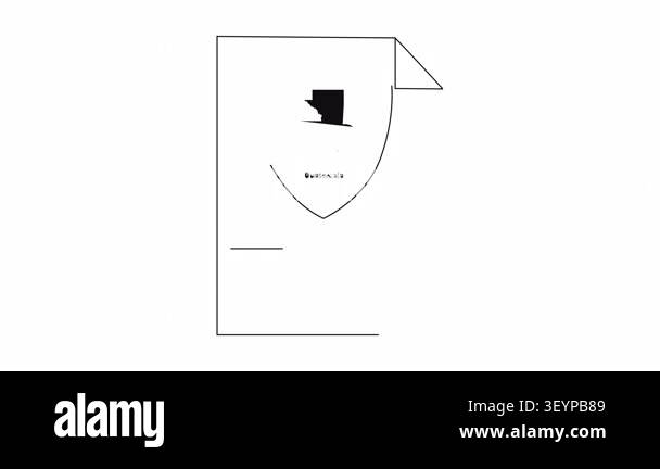 A simple black and white outline illustration of a document featuring ...