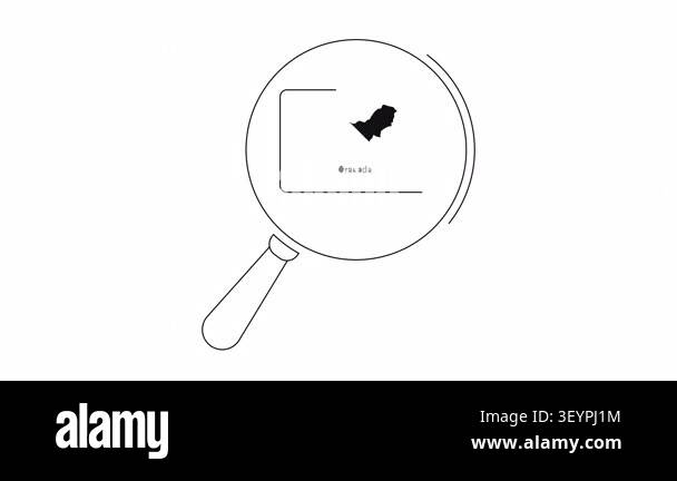 A simple line drawing of a magnifying glass focusing on a laptop screen ...
