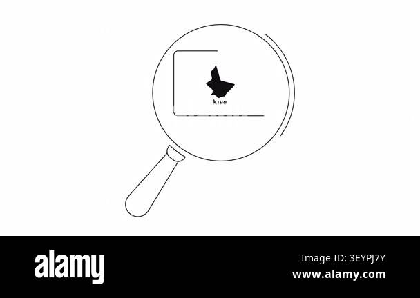 A minimalist line drawing shows a magnifying glass focused on a laptop ...