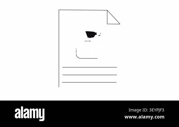 A black and white illustration of a document featuring a smartphone ...