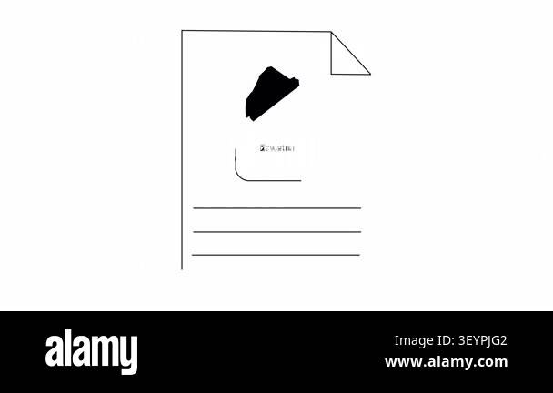 A simple black and white line drawing of a document. It features a ...