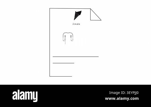 A simple line drawing depicts a refugee application form. It features a ...