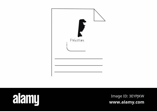 A simple vector graphic illustration of a document with a map of ...