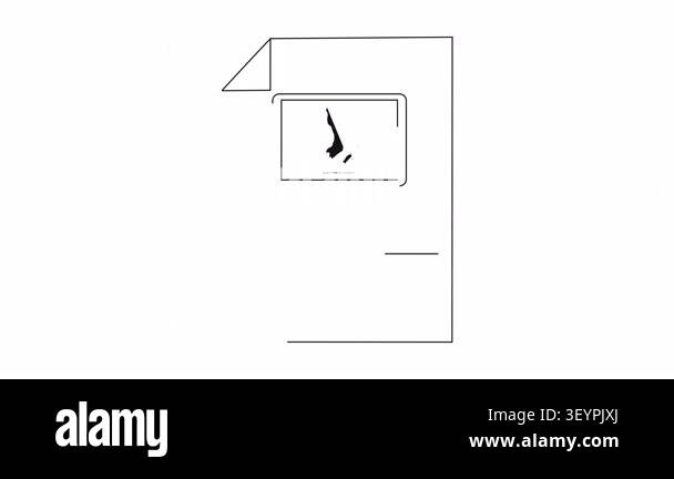 A simple line drawing of a laptop placed on a document with horizontal ...