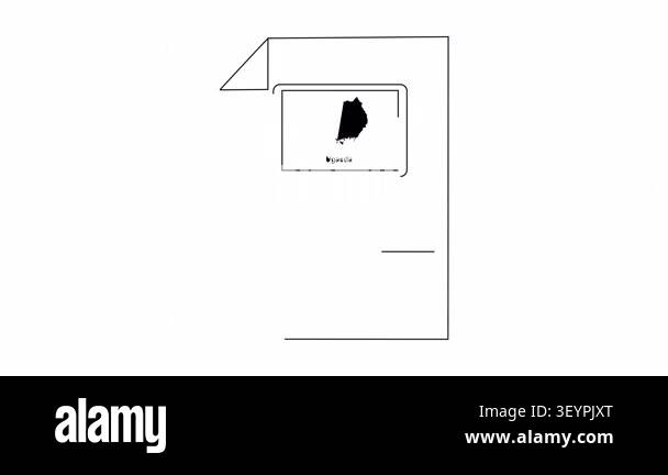 A simple line drawing of a laptop displaying the map of Uganda, placed ...