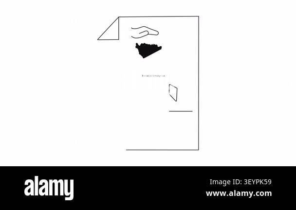 A simple line drawing of a document featuring a map of Bosnia and ...