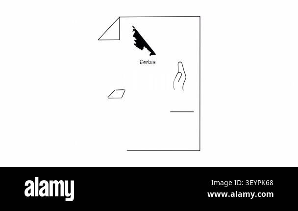 A graphic representation featuring the map of Serbia, two hands, and ...