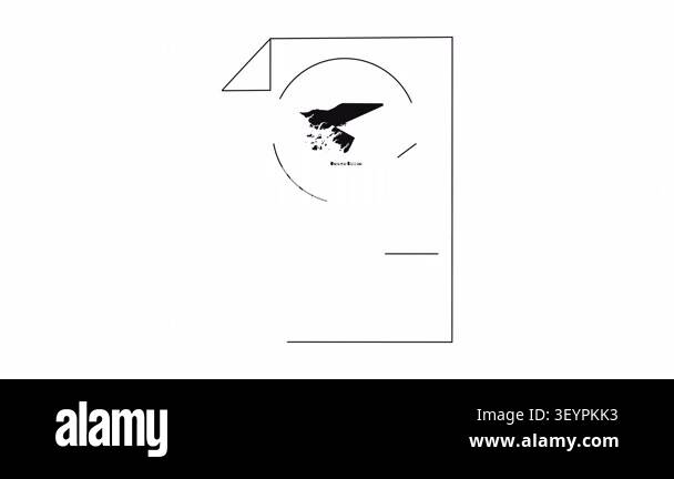 A simple line art illustration of a document featuring a world map ...