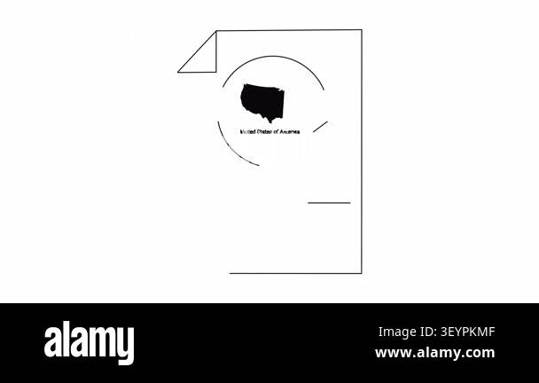 A simple line drawing of a document featuring a circular icon with a ...