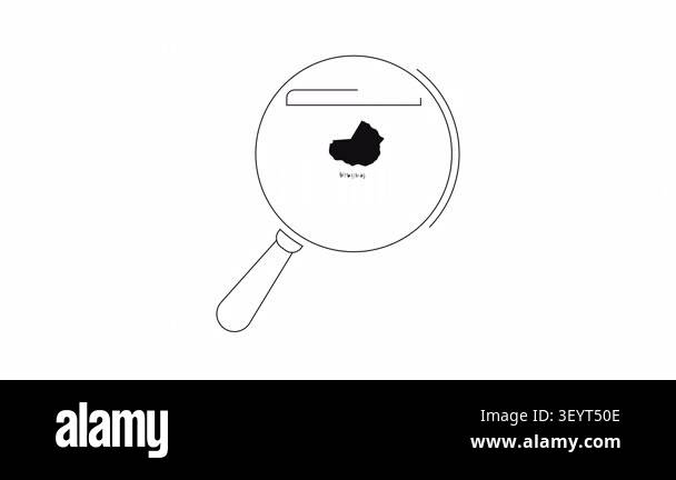 A simple line drawing of a magnifying glass focused on a computer ...