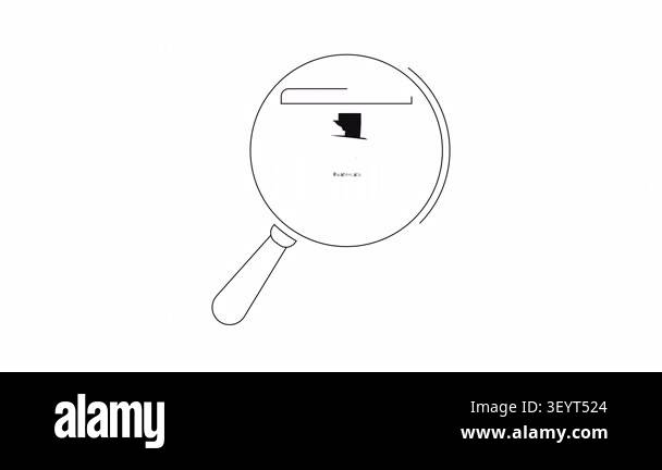 A magnifying glass zooms in on a computer screen displaying a map of ...