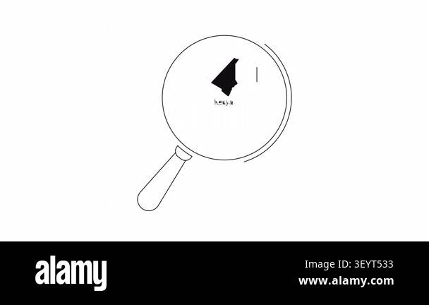 An animated outline of a magnifying glass examining a document with a ...