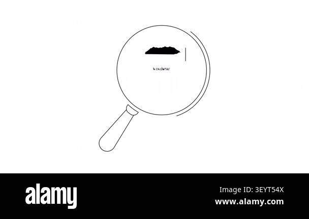 An animated line art illustration showing a magnifying glass hovering ...