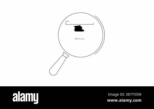 A line art animation depicts a magnifying glass moving over a computer ...