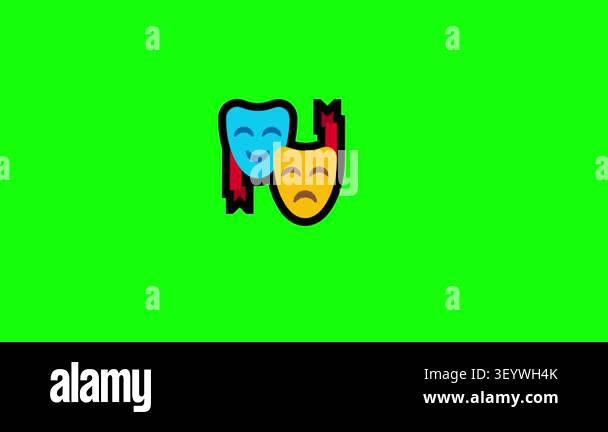 High quality 4K cartoon footage on green screen background with natural ...