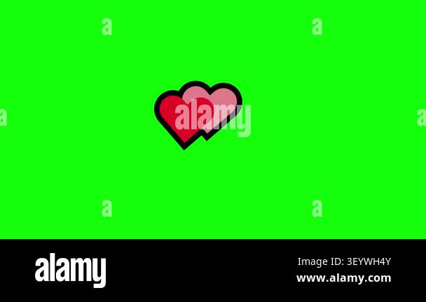 Seamless heart animation on chroma key green screen background ...