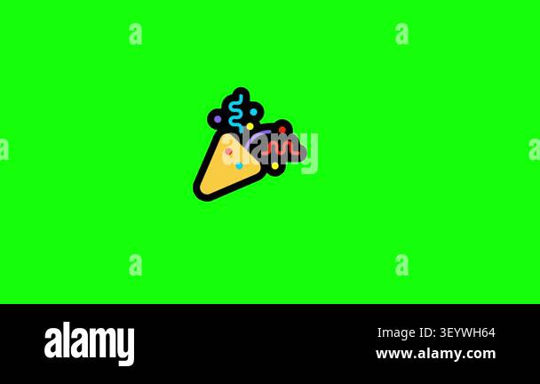 Isolated slice element on chroma key green screen background with fluid ...