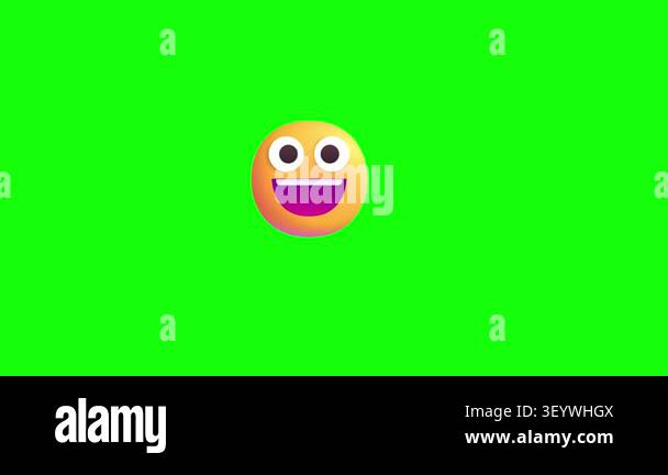 Isolated smiley element on chroma key green screen background with ...