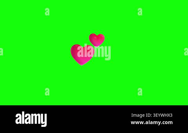 Seamless hearts animation on chroma key green screen background ...