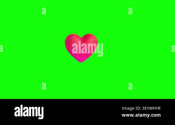 Seamless heart animation on chroma key green screen background ...