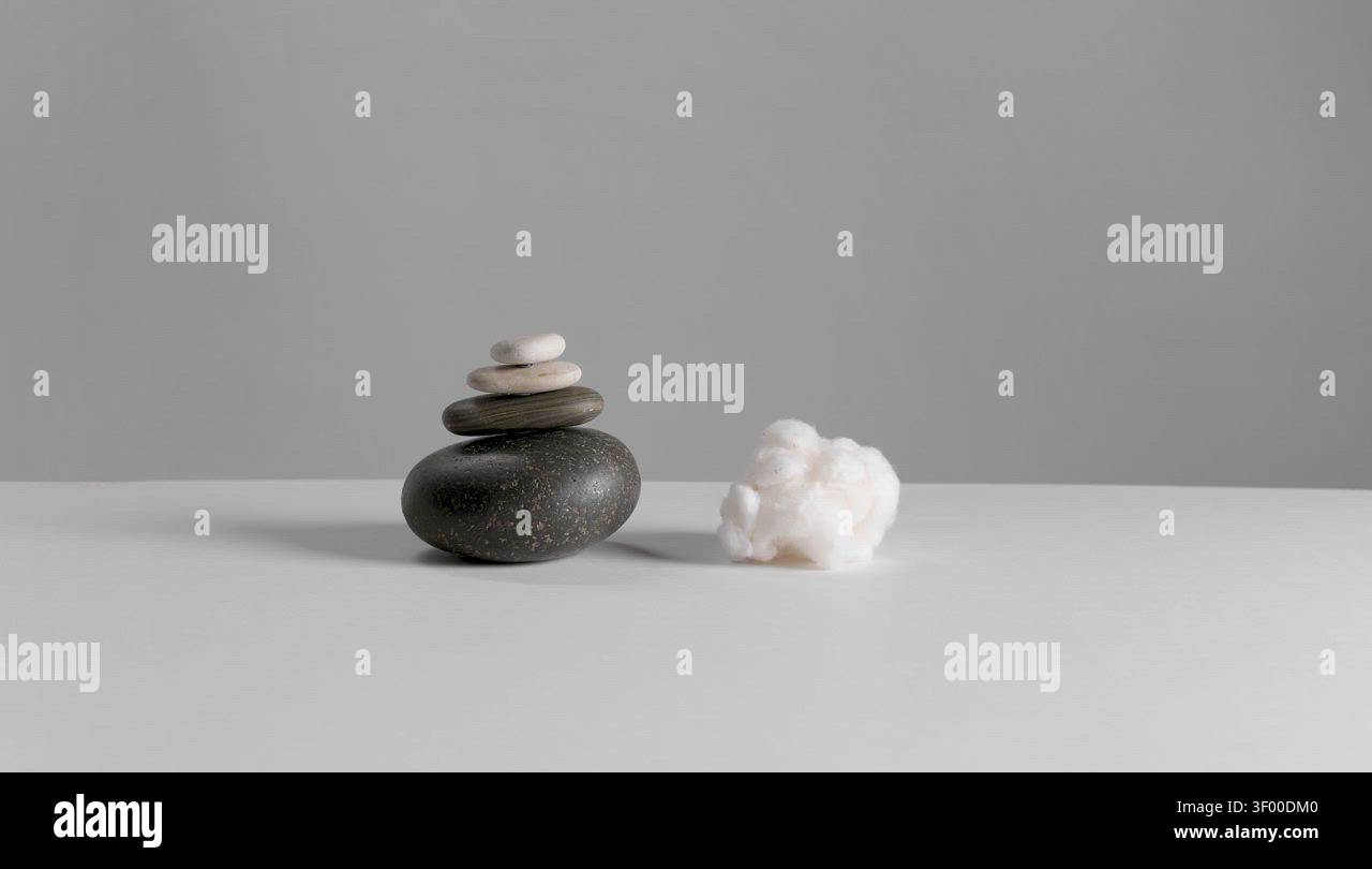 Cotton and Stones Moving in Minimal Stop Motion Animation Stock Video ...