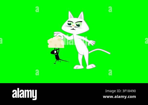 2d Animated Character Of White Cat Is Hunting Escaping Hamster Mouse 2d-animated-character-of-white-cat-is-hunting-escaping-hamster-mouse