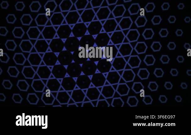 A series of geometric patterns on a black background with hexagons and ...