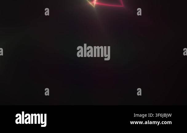 Glowing neon triangle shapes on black background Stock Video Footage ...